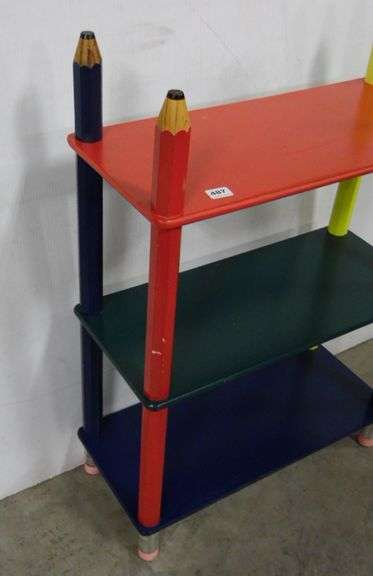 Primary Colors Pencil Shelf - 23 1/2" x 10 1/2" x 34" - Dunker Auction