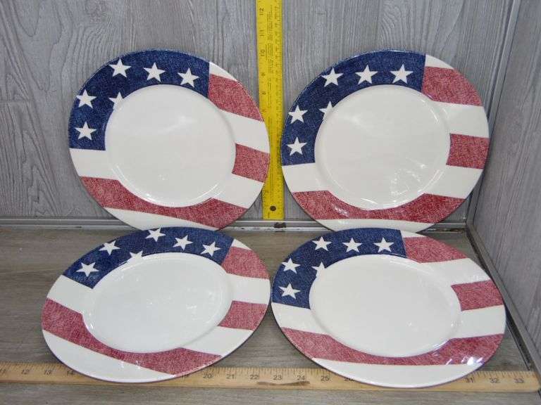 American Flag Plates, Salad Plates & Bowls - Dunker Auction