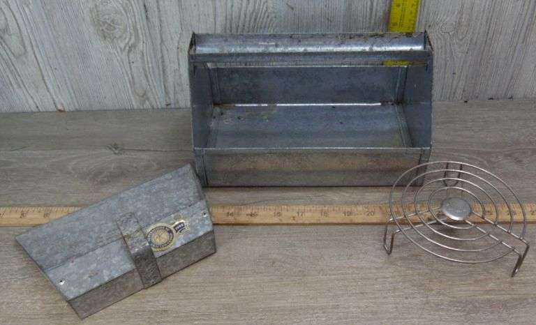 Galvanized Tool Tray & Dustpan, Rival Rack - Dunker Auction