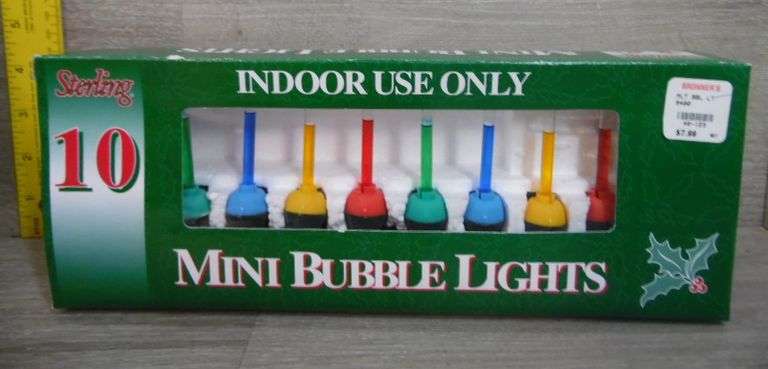Mini Bubble Lights & Replacement Bulbs, Miniature Christmas Village Lite Set, - Dunker Auction