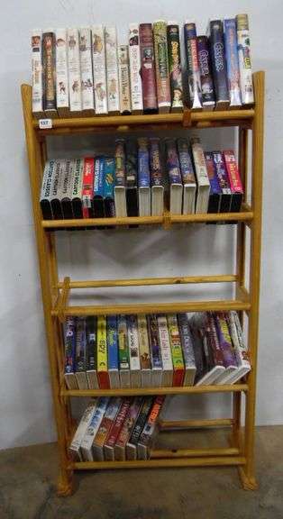 VCR Storage Shelf With Various VCR Tapes - 22 1/2" x 8" x 46 1/2 ...