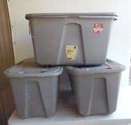 Three Storage Totes With Lids - Need Cleaning - Dunker Auction