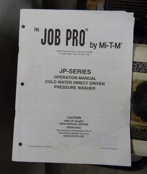 Job Pro By Mi-T-M 2700 PSI Pressure Washer - Dunker Auction