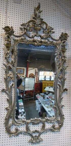 Large Ornate Plastic Frame Wall Mirror - 29" x 65" - Dunker Auction