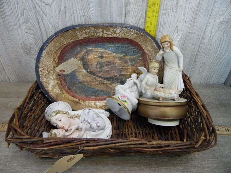 Religious Figurines - Lefton Madonna & Child, Ceremonial Offering Plate ...