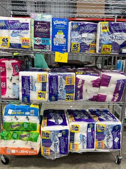 LARGE LOT OF PAPER TOWELS, TOILET PAPER & KLEENEX - Earl's Auction Company