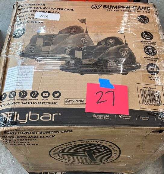 FLYBAR 6V BUMPER CAR RIDE ON IN BOX-RED/BLACK - Earl's Auction Company