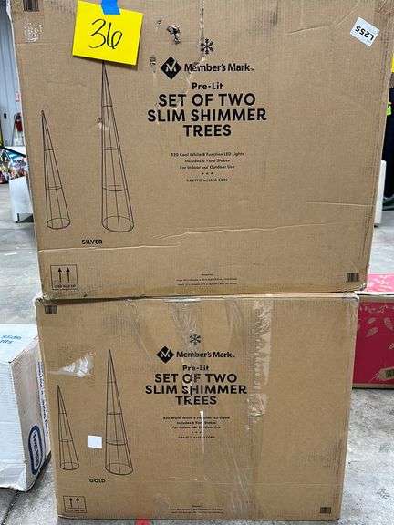 (2) PRE-LIT SET OF TWO SLIM SHIMMER TREES IN BOXES - Earl's Auction Company