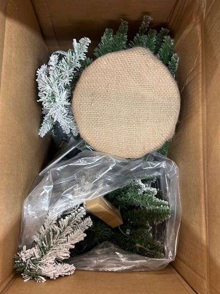 PRE LIT SET OF 3 FLOCKED ALPINE TREES IN BOX - Earl's Auction Company