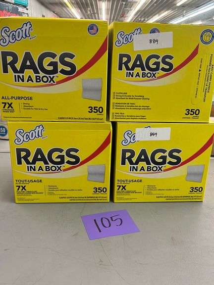 4 BOXES (350 TOWELS EACH) OF SCOTT RAGS IN A BOX - Earl's Auction Company