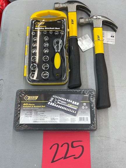 (2) STEEL GRIP SOCKET SETS & 2 ACE HAMMERS - Earl's Auction Company