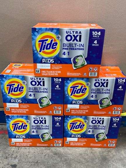 5 BOXES (104 PACS PER BOX) OF TIDE PODS W/ OXI - Earl's Auction Company