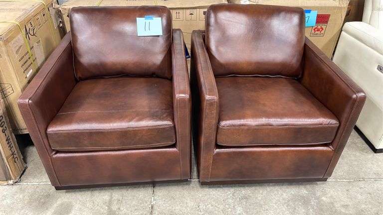 (2) COLE & RYE BROWN SWIVEL CHAIRS - Earl's Auction Company