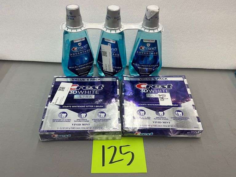 (3) BOTTLES OF CREST MOUTHWASH & (2) PACKS OF CREST TOOTHPASTE - Earl's ...