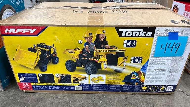 HUFFY TONKA KIDS DUMP TRUCK RIDE ON IN BOX - Earl's Auction Company