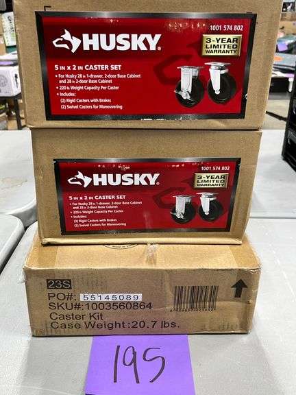 (3) HUSKY CASTER SETS IN BOXES - Earl's Auction Company