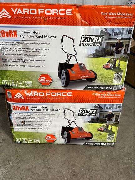(2) YARD FORCE 20VRX REEL MOWERS IN BOXES - Earl's Auction Company