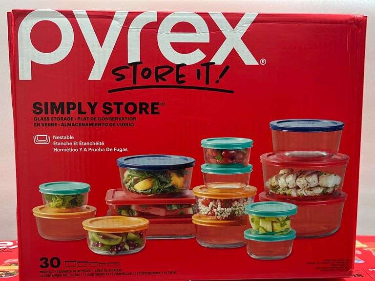 (3) BOXES OF PYREX FOOD STORAGE CONTAINERS - Earl's Auction Company