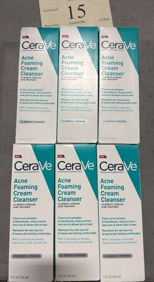 (6) CERAVE ACNE FOAMING CLEANSERS IN BOXES - Earl's Auction Company