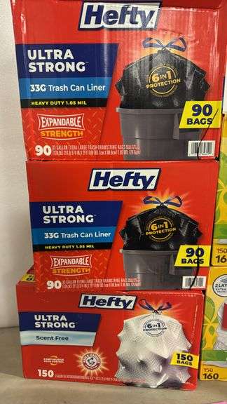 (5) BOXES OF TRASH BAGS - HEFTY & GLAD - Earl's Auction Company