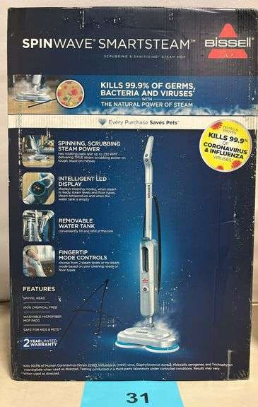 BISSELL SPINWAVE SMART STEAM MOP IN BOX - Earl's Auction Company