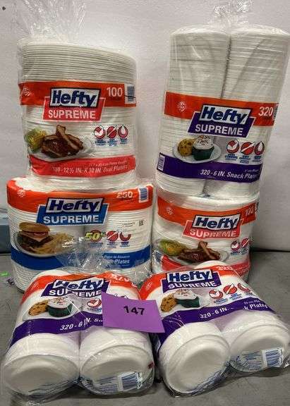 (6) PACKS OF HEFTY FOAM PLATES/ BOWLS - Earl's Auction Company