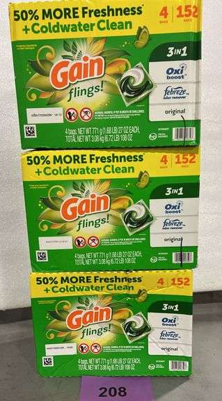 (3) BOXES OF GAIN LAUNDRY PACS - Earl's Auction Company