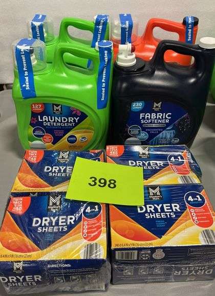 6PC MM LAUNDRY LOT - SOFTENER, DETERGENT, DRYER SHEETS - Earl's Auction Company
