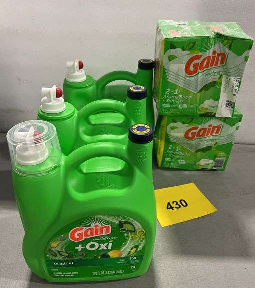 5PC GAIN LAUNDRY LOT - DETERGENT & DRYER SHEETS - Earl's Auction Company