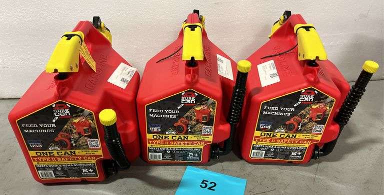 (3) SURE CAN TYPE II SAFETY CANS - Earl's Auction Company