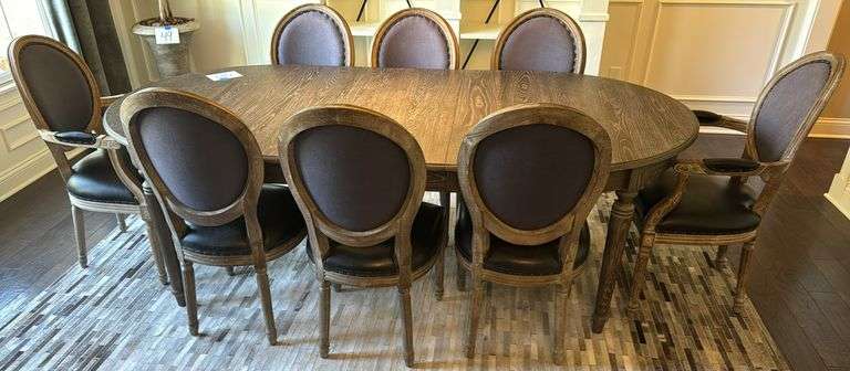 INDUSTRIAL DINING TABLE & (9) CHAIRS - Earl's Auction Company