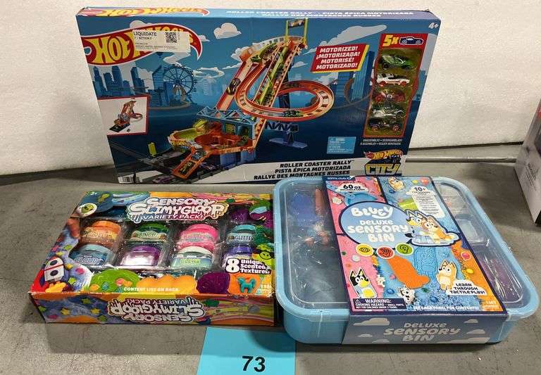 3PC KIDS TOYS LOT - HOT WHEELS, SLIME & BLUEY - Earl's Auction Company
