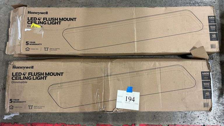 (2) HONEYWELL LED 4FT FLUSH MOUNT CEILING LIGHTS IN BOXES - Earl's ...