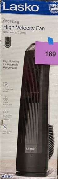 LASKO OSCILLATING HIGH VELOCITY FAN IN BOX - Earl's Auction Company