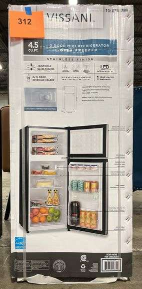 VISSANI 4.5CU FT 2 DOOR MINI REFRIGERATOR W/ FREEZER IN BOX - Earl's ...