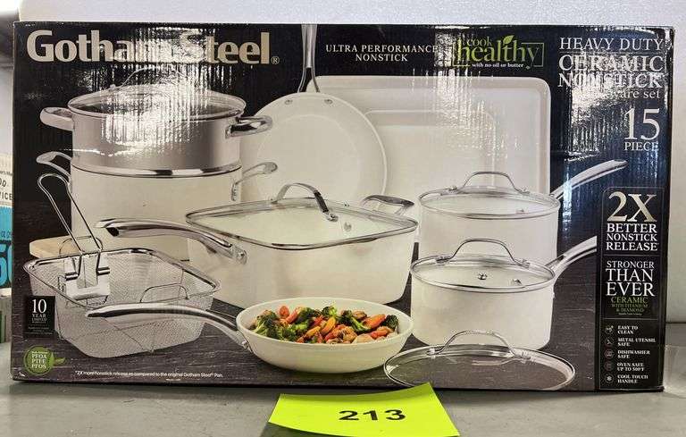 GOTHAM STEEL 15PC HEAVY DUTY CERAMIC COOKWARE SET IN BOX - Earl's ...