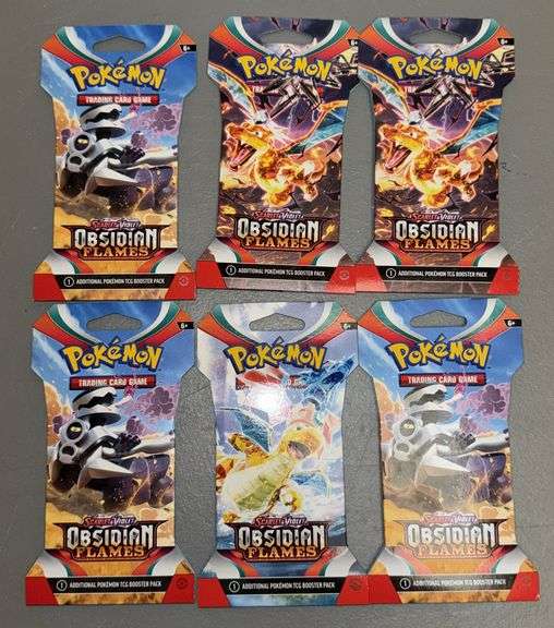 (6) OPENED POKEMON OBSIDIAN FLAMES SLEEVED BOOSTER PACKS - Earl's ...