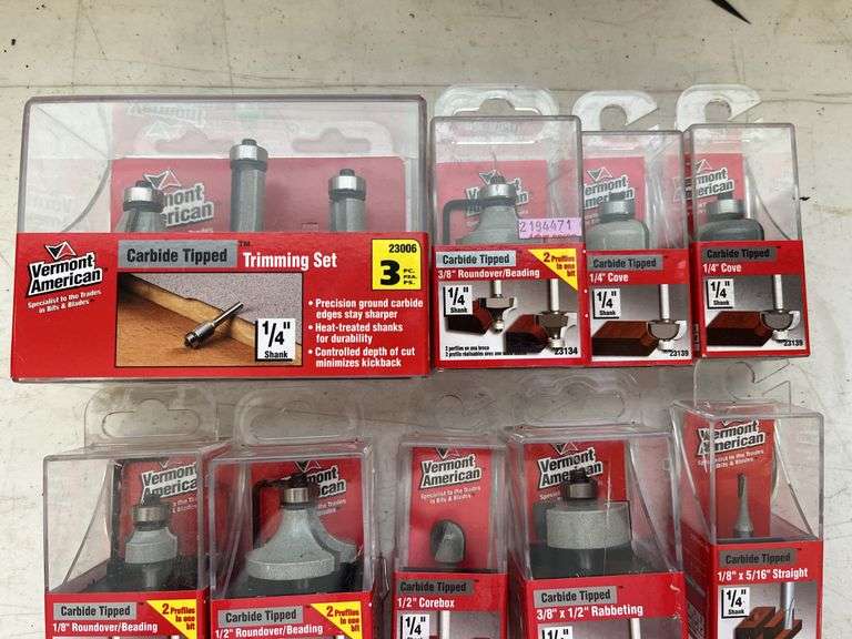 MISC LOT OF VERMONT AMERICAN ROUTER BITS - Earl's Auction Company