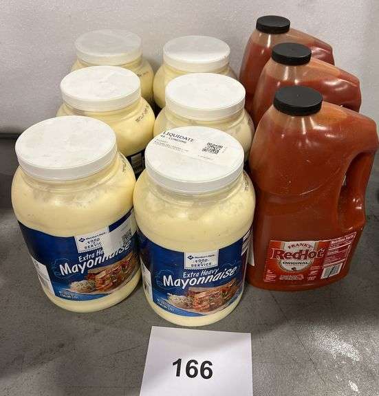 (9) JUGS OF CONDIMENTS - MAYONNAISE & FRANKS RED HOT - Earl's Auction ...