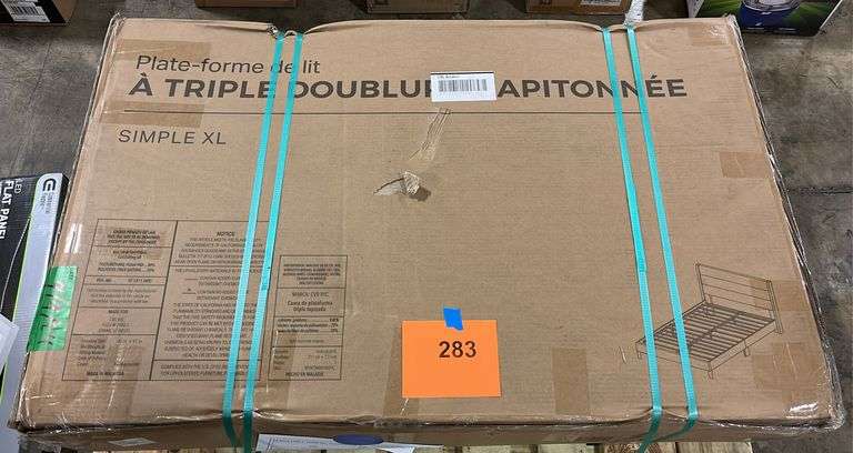 (2) TWIN XL SIZE UPHOLSTERED TRIPLE LINED PLATFORM BEDS IN BOXES - Earl ...