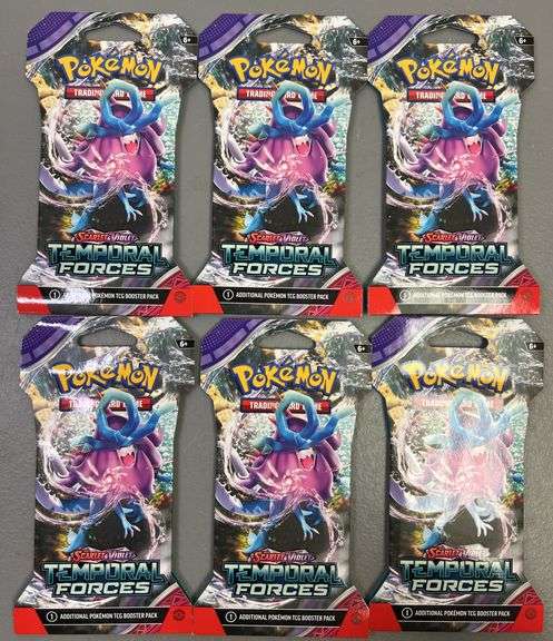 (6) OPENED POKEMON TEMPORAL FORCES SLEEVED BOOSTER PACKS - Earl's ...