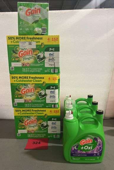 7PC GAIN LAUNDRY LOT - DETERGENT, DRYER SHEET & PACKS - Earl's Auction ...