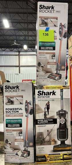 AS IS - (3) SHARK VACUUMS IN BOXES - ROTATOR & ROCKET PRO - Earl's ...