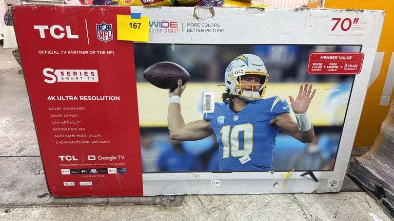 TCL 70" S-SERIES 4K SMART TV IN BOX - Earl's Auction Company
