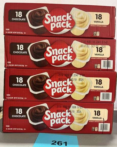 (4) BOXES OF SNACK PACK PUDDING - Earl's Auction Company