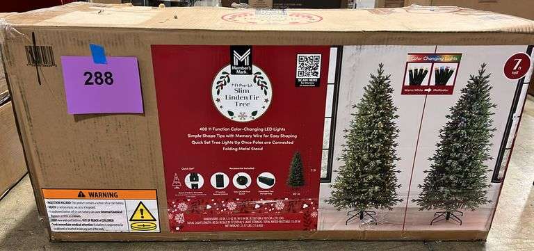 7FT PRE LIT SLIM LINDEN FIR TREE IN BOX - Earl's Auction Company