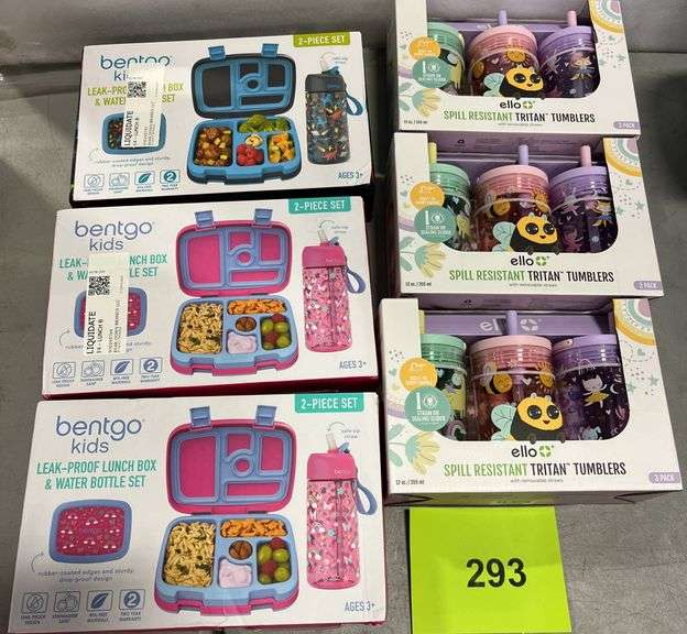 6PC KIDS LUNCH LOT - BENTGO LUNCHBOXES & ELLO WATER BOTTLES - Earl's Auction Company