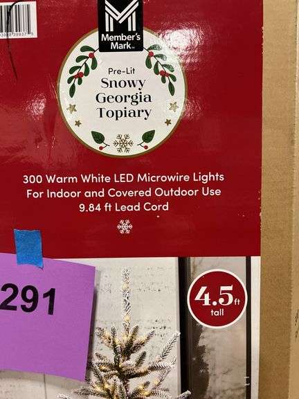 PRE LIT 4.5FT SNOWY GEORGIA TOPIARY IN BOX - Earl's Auction Company