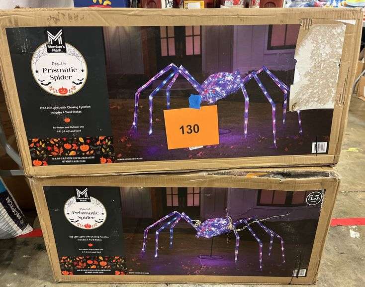 (2) PRE LIT PRISMATIC SPIDERS IN BOXES - Earl's Auction Company