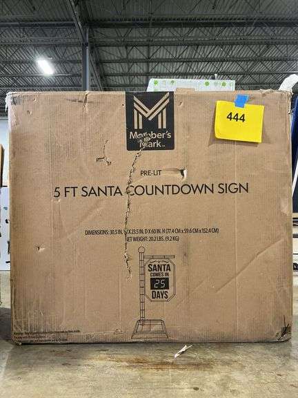 PRE LIT 5FT SANTA COUNTDOWN SIGN IN BOX - Earl's Auction Company